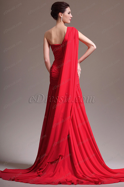 Edressit New Great Amazing One Shoulder Red Evening Dress 02133302