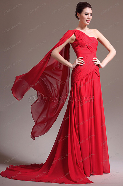 Edressit New Great Amazing One Shoulder Red Evening Dress 02133302