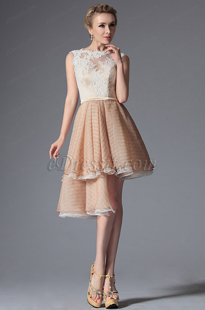 Lovely Stylish Top Lace Asymmetric Cocktail Dress Party Dress 04144314