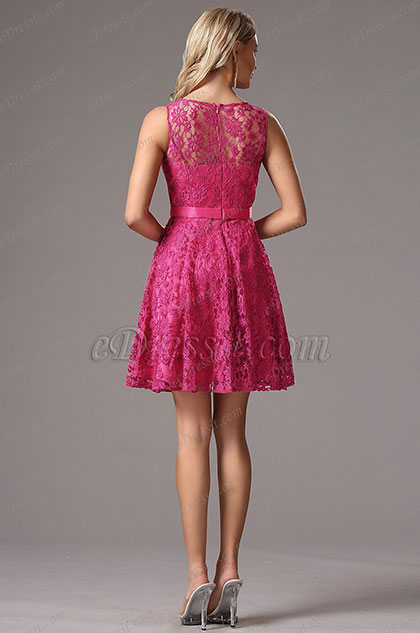Sleeveless Hot Pink Party Dress Bridesmaid Dress X07152612