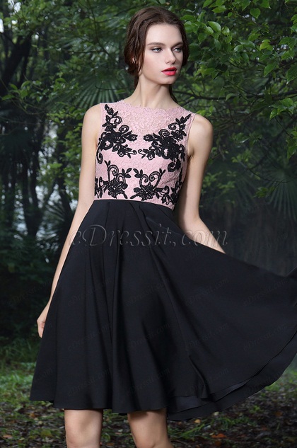 Edressit Sleeveless Pink Lace Evening Cocktail Dress 04170101
