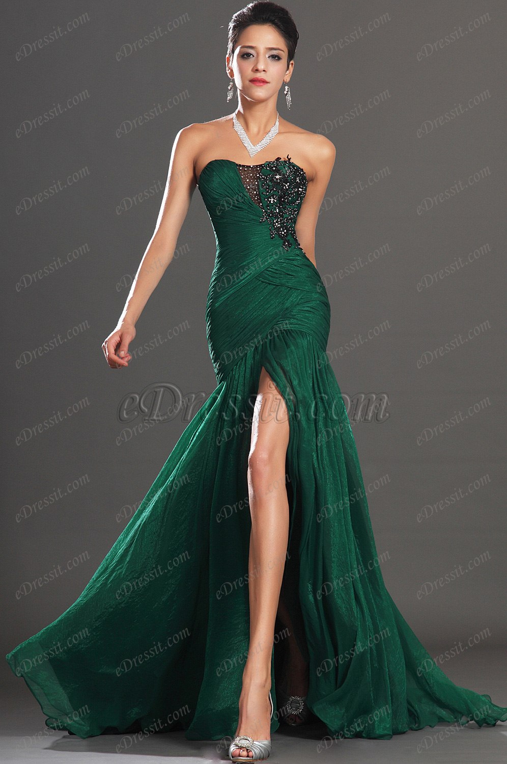 Green Strapless Evening Dresses Simple Elegant | eDressit