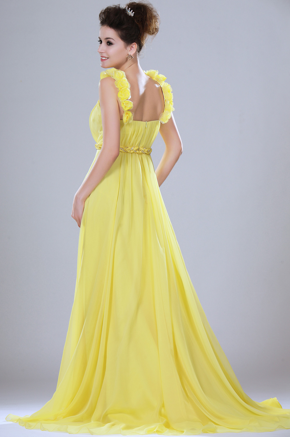 eDressit Bright Attractive Yellow Evening Dress with Flower Straps ...